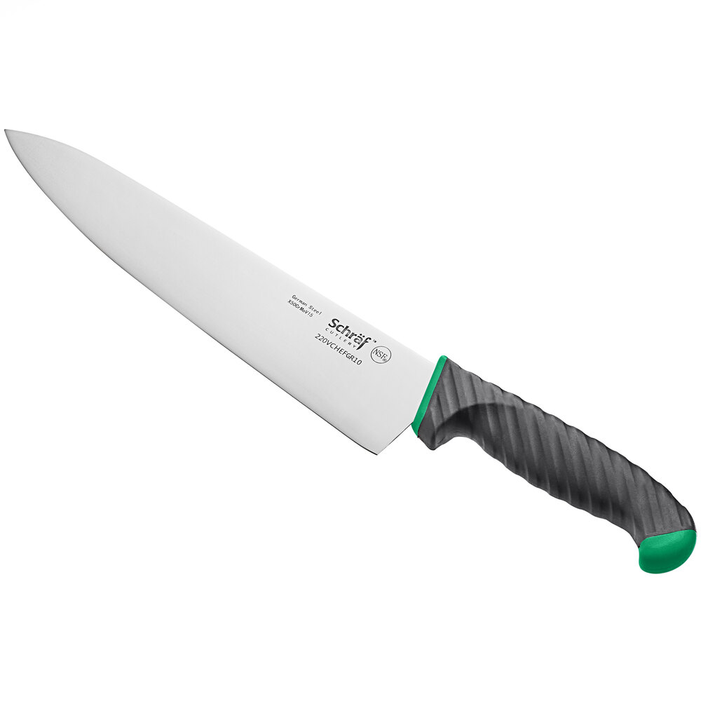 Schraf 10" Chef Knife with Green TPRgrip Handle