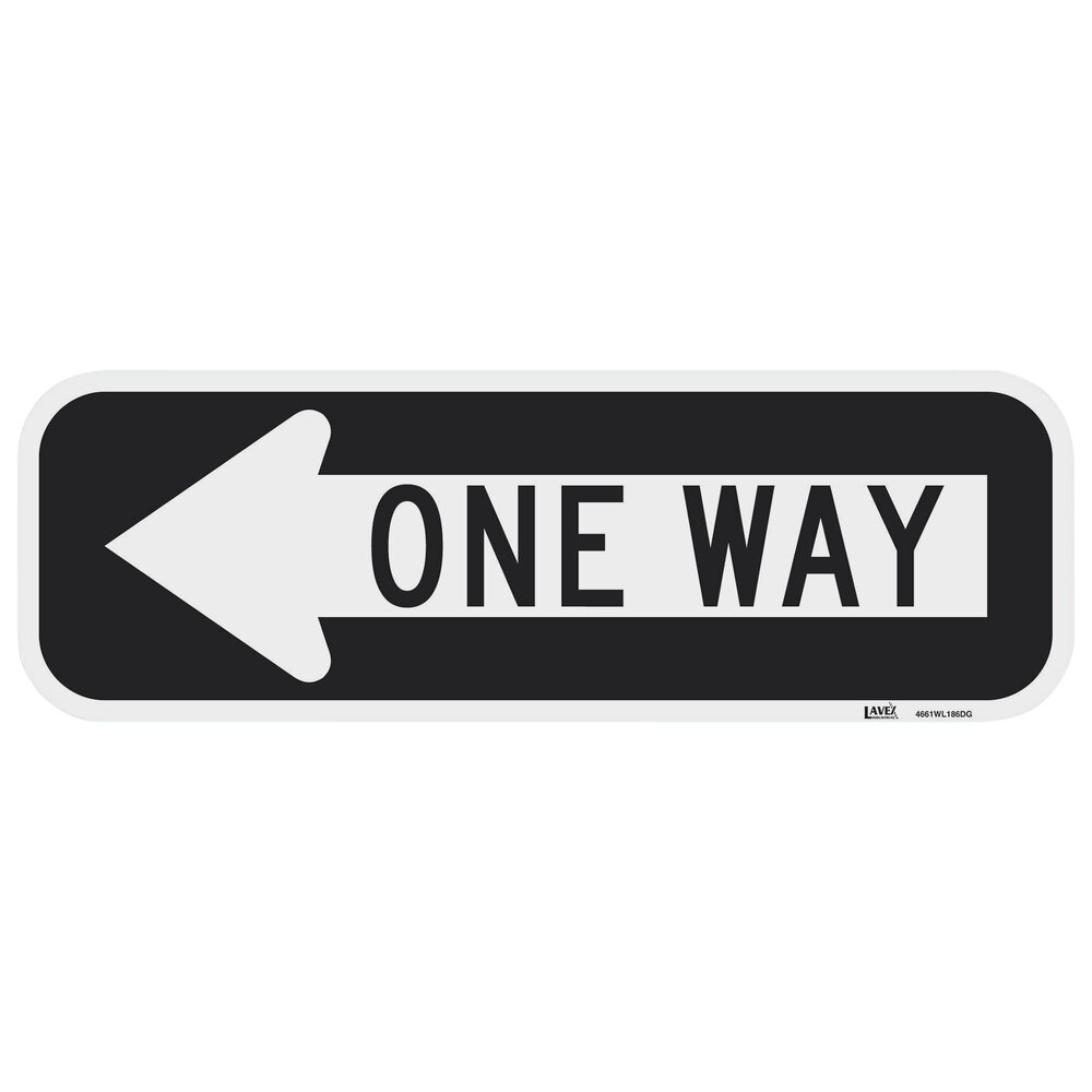 Lavex "One Way" Left Arrow Diamond Grade Reflective Black Aluminum Sign ...