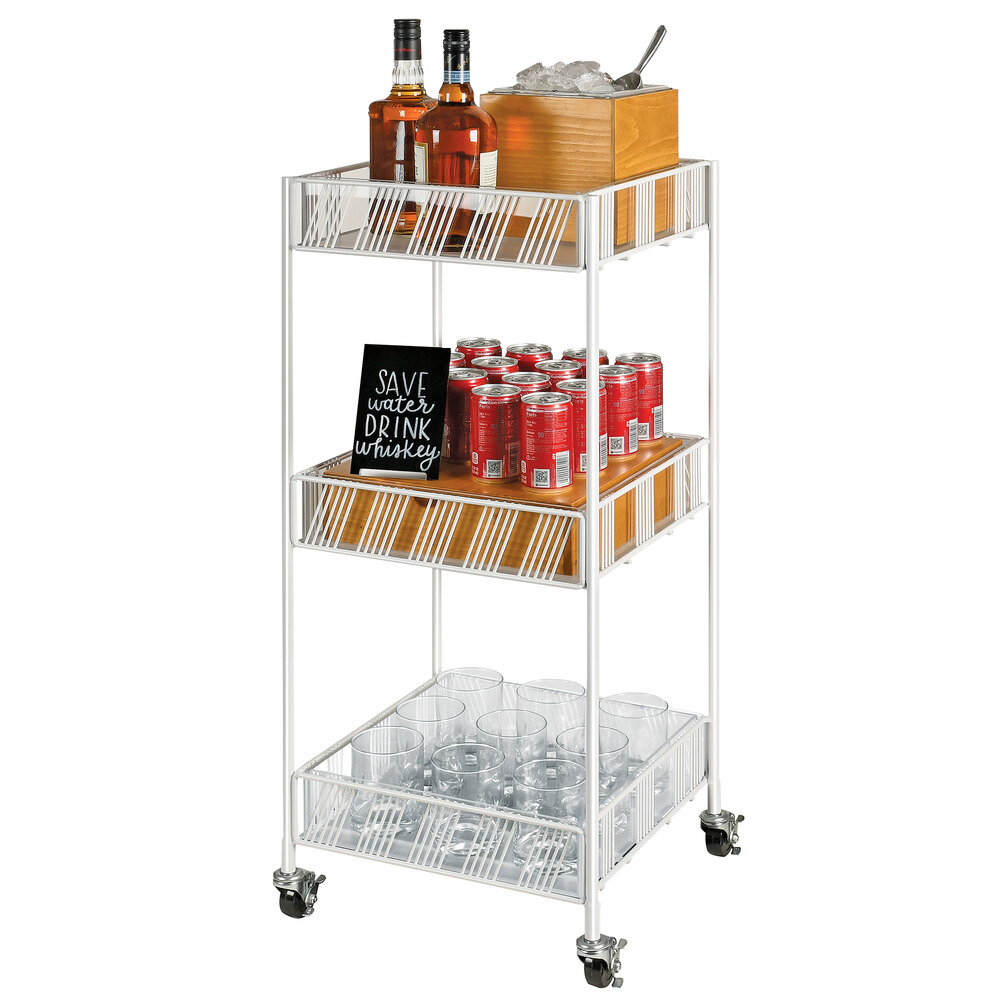 Cal-Mil 4111-15 Portland White 3-Tier Merchandiser Cart with Plastic ...