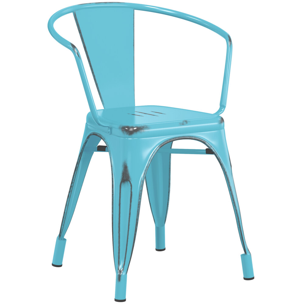 Lancaster Table & Seating Alloy Series Distressed Turquoise Outdoor Arm ...