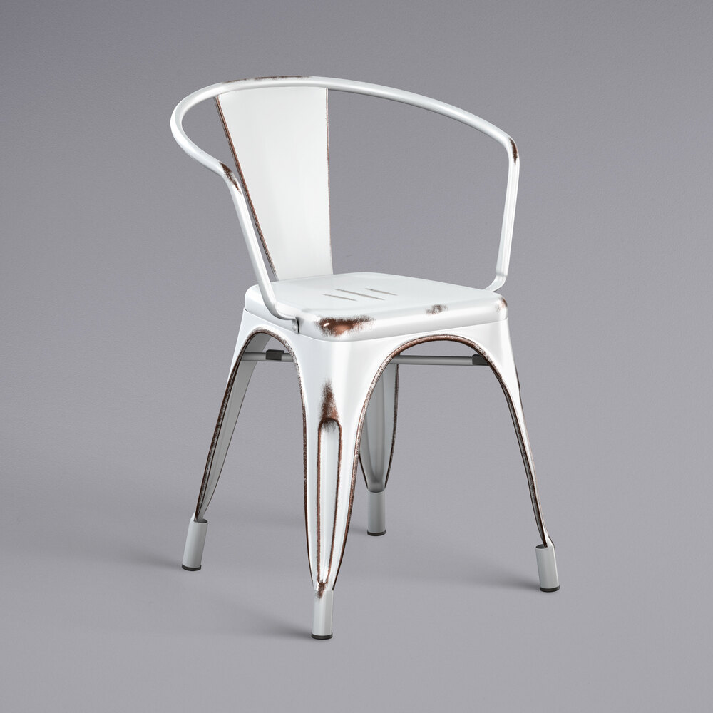 Lancaster Table & Seating Alloy Series Distressed White Metal Indoor ...