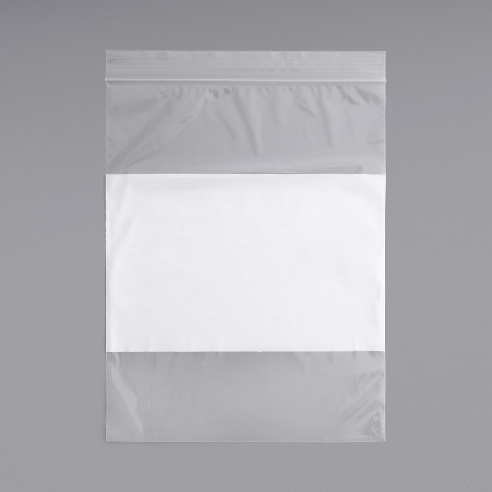 Choice 5" x 8" 2 Mil Clear Polyethylene Zip Top Bag with White Block ...