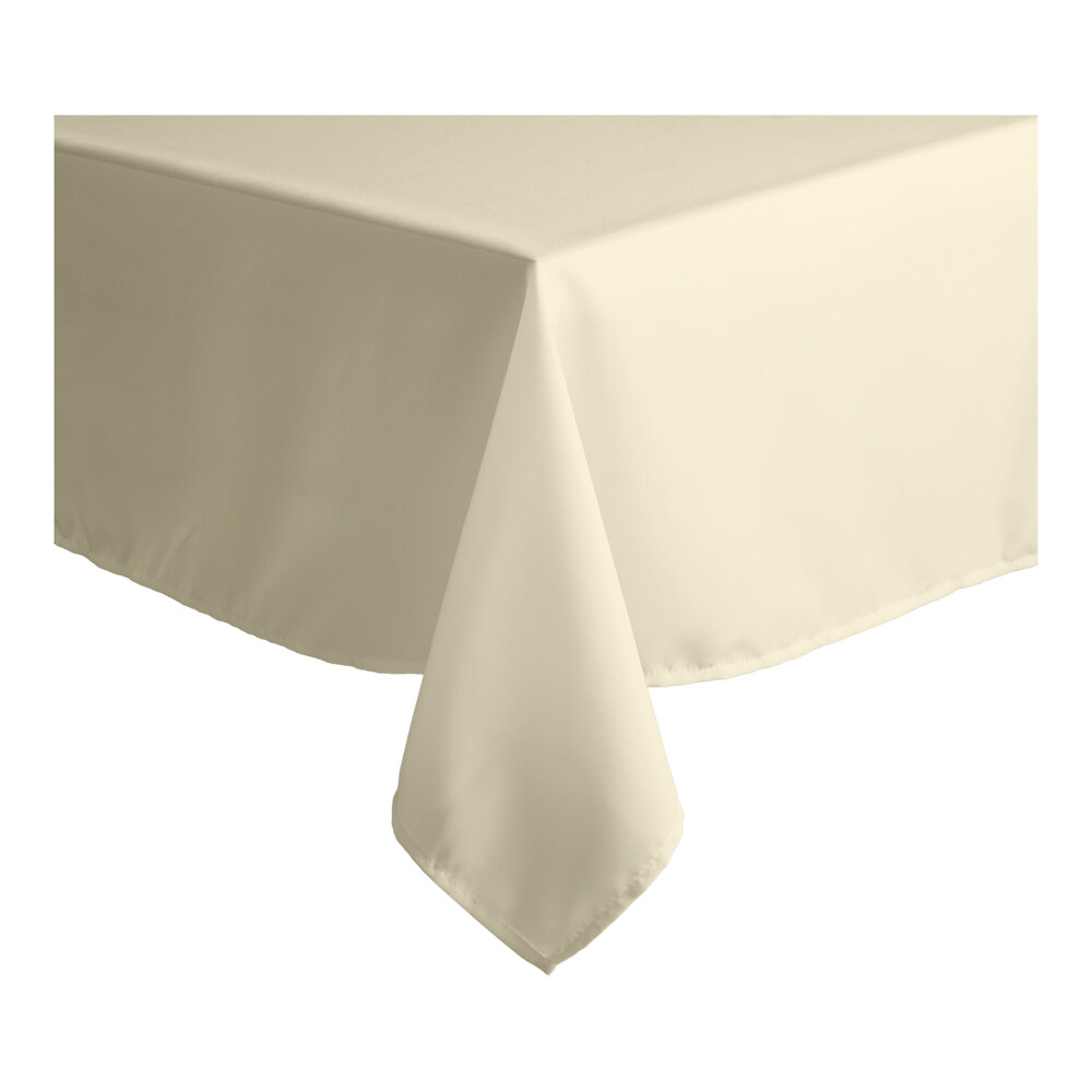 Intedge 64" x 110" Rectangular Ivory 100% Polyester Hemmed Cloth Table ...