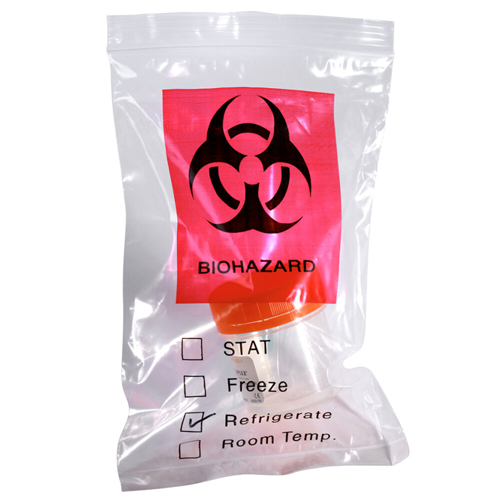 Choice 8" x 10" 2 Mil Printed Polyethylene Zip Top Biohazard Specimen ...