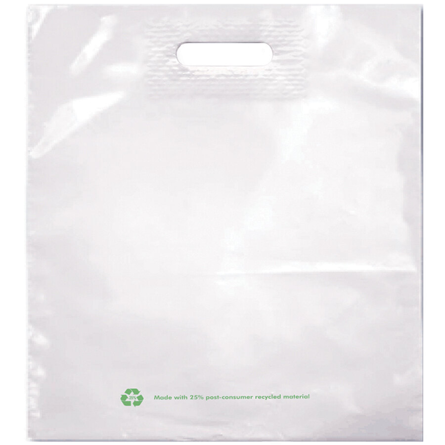 Choice 15" x 19" 2.25 Mil Printed Plastic Merchandise Bag with Die Cut ...