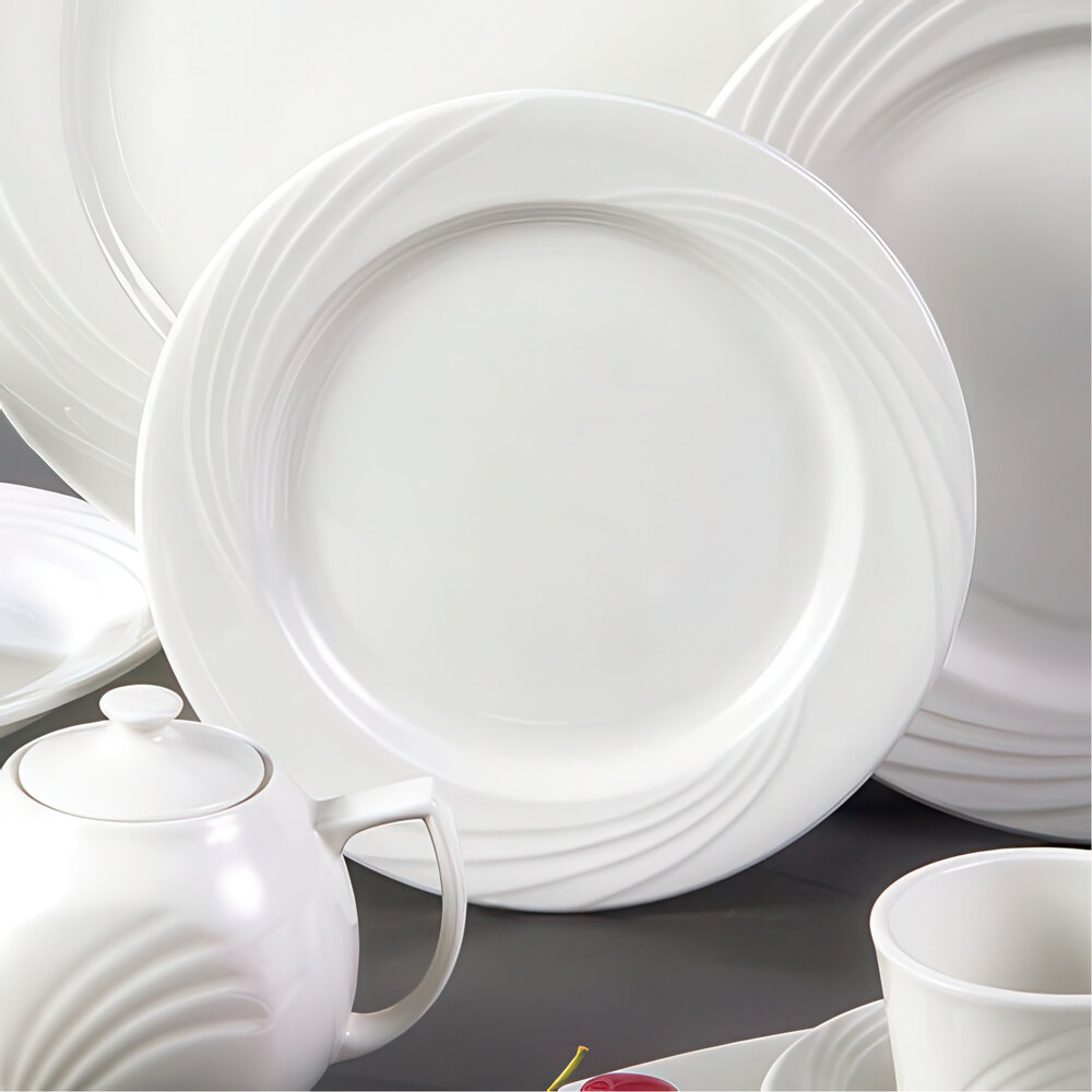 CAC GAD-16 Garden State 10 1/4" Bone White Round Porcelain Plate - 12/Case