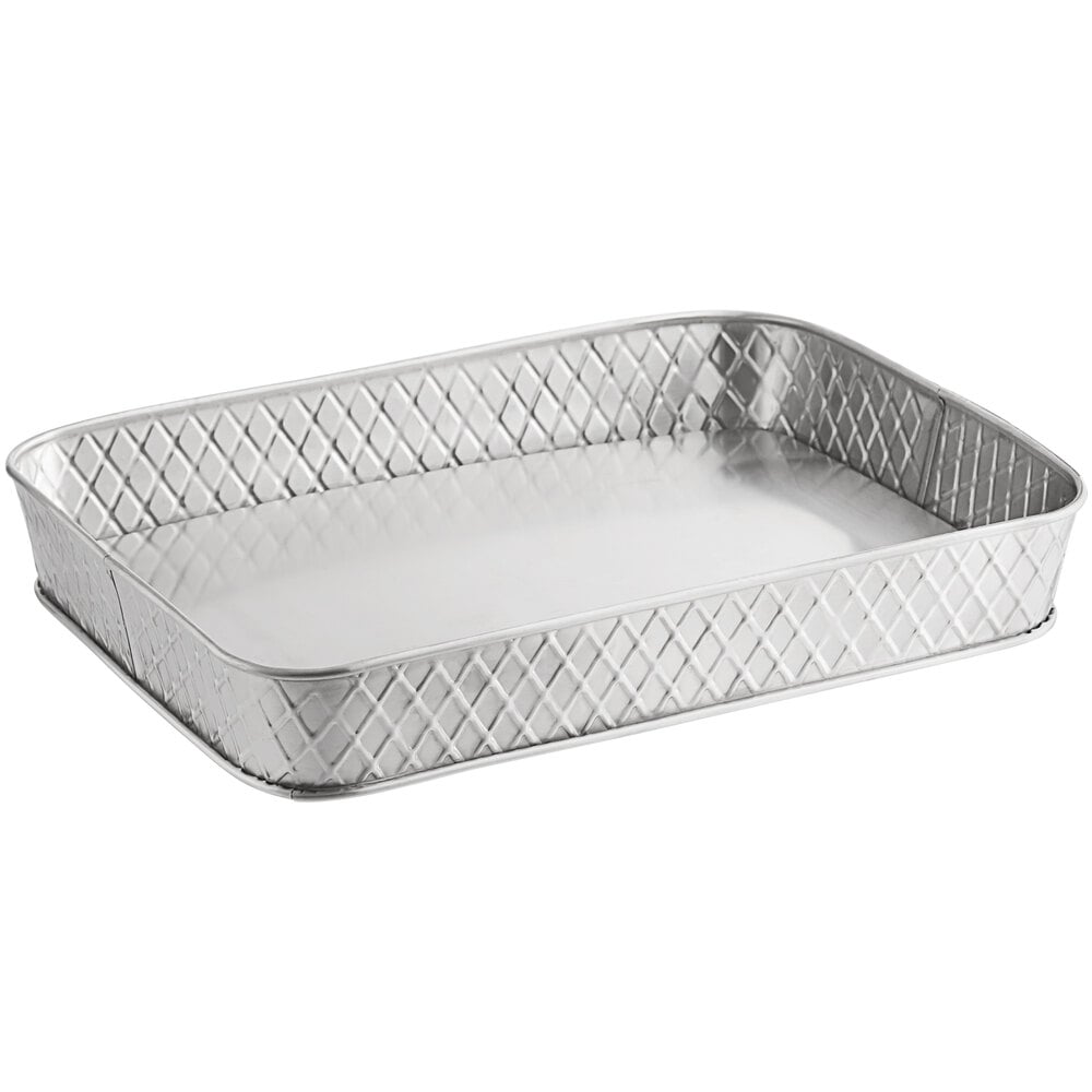 TableCraft 10039 Lattice 12" x 9" Rectangular Stainless Steel Platter