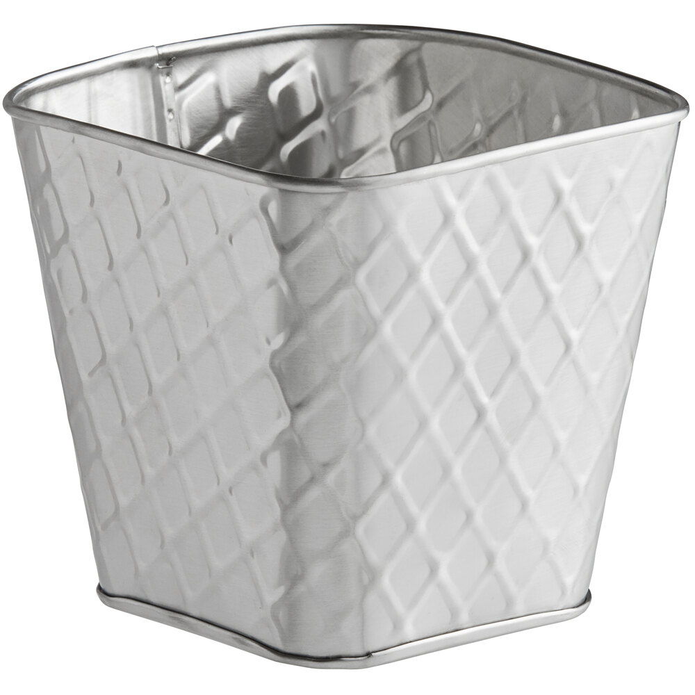TableCraft 10043 Lattice 20 oz. Square Stainless Steel Fry Cup