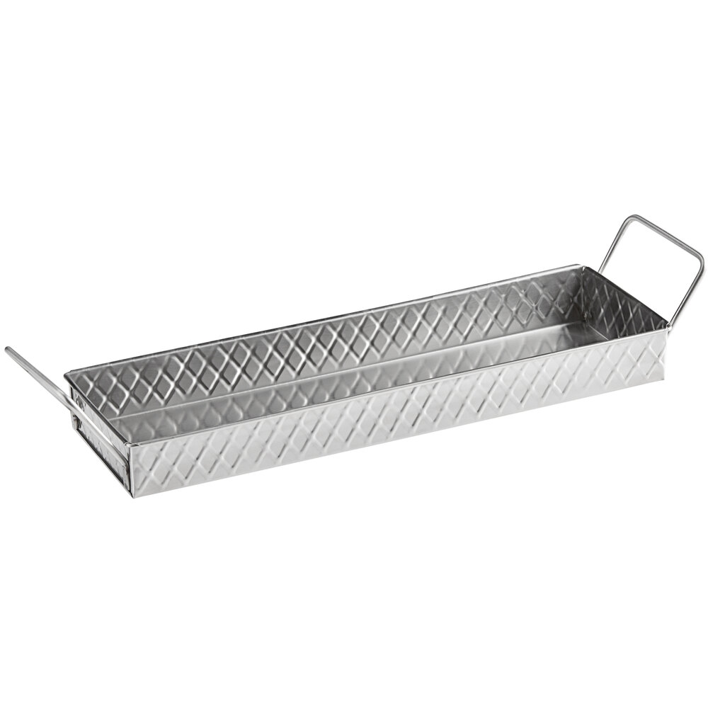 TableCraft 10488 Lattice 14 1/2" x 4 1/4" Rectangular Stainless Steel Tray