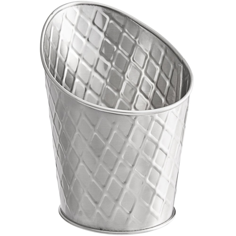 TableCraft 10042 Lattice 10 oz. Angled Stainless Steel Fry Cup