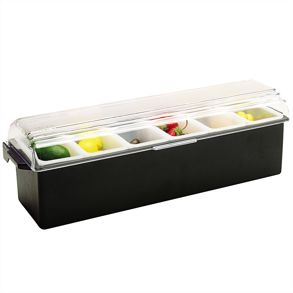 Vollrath 4743-06 Traex® Kondi-Keeper™ 6-Compartment Black Plastic ...