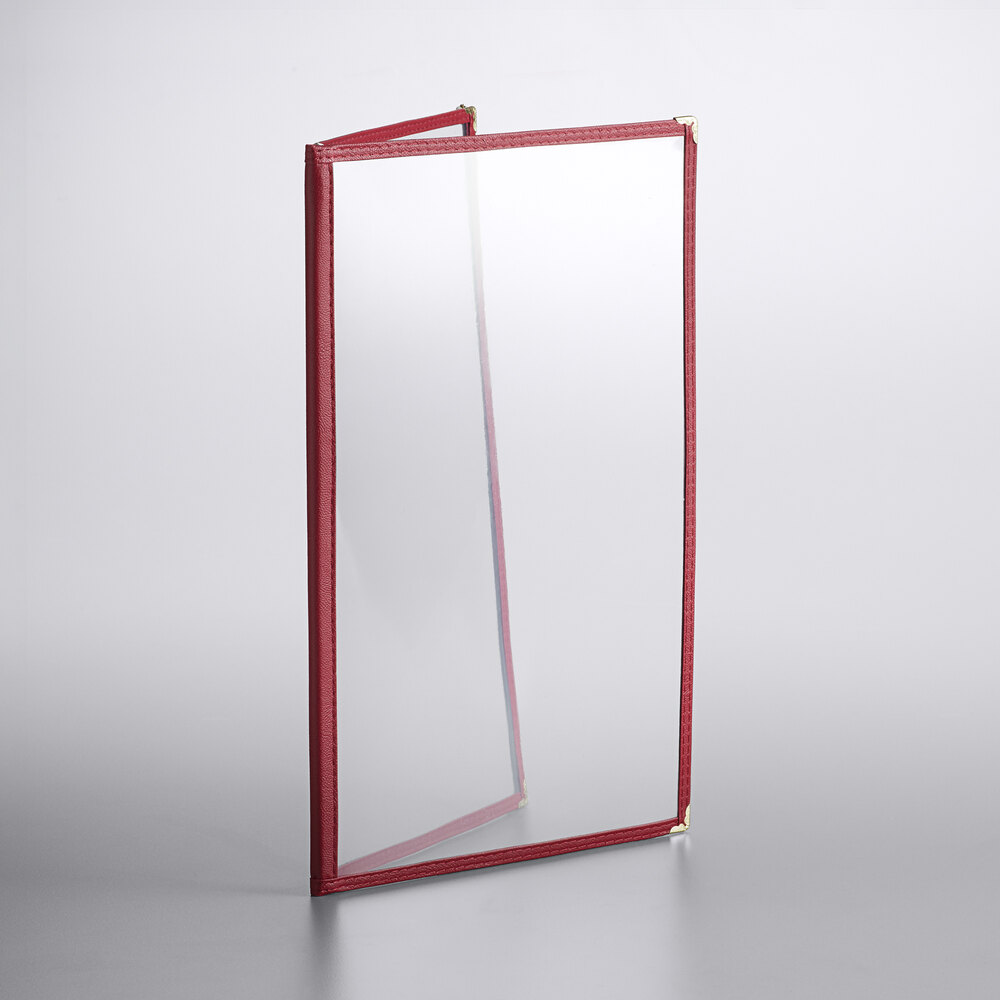 Choice 8 1/2" x 14" Burgundy 4-View Double Pocket Menu Cover