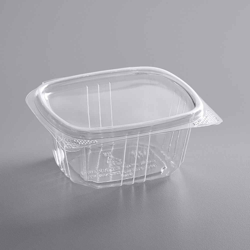 Choice 6 oz. Clear Recycled PET Hinged Deli Container - 50/Pack