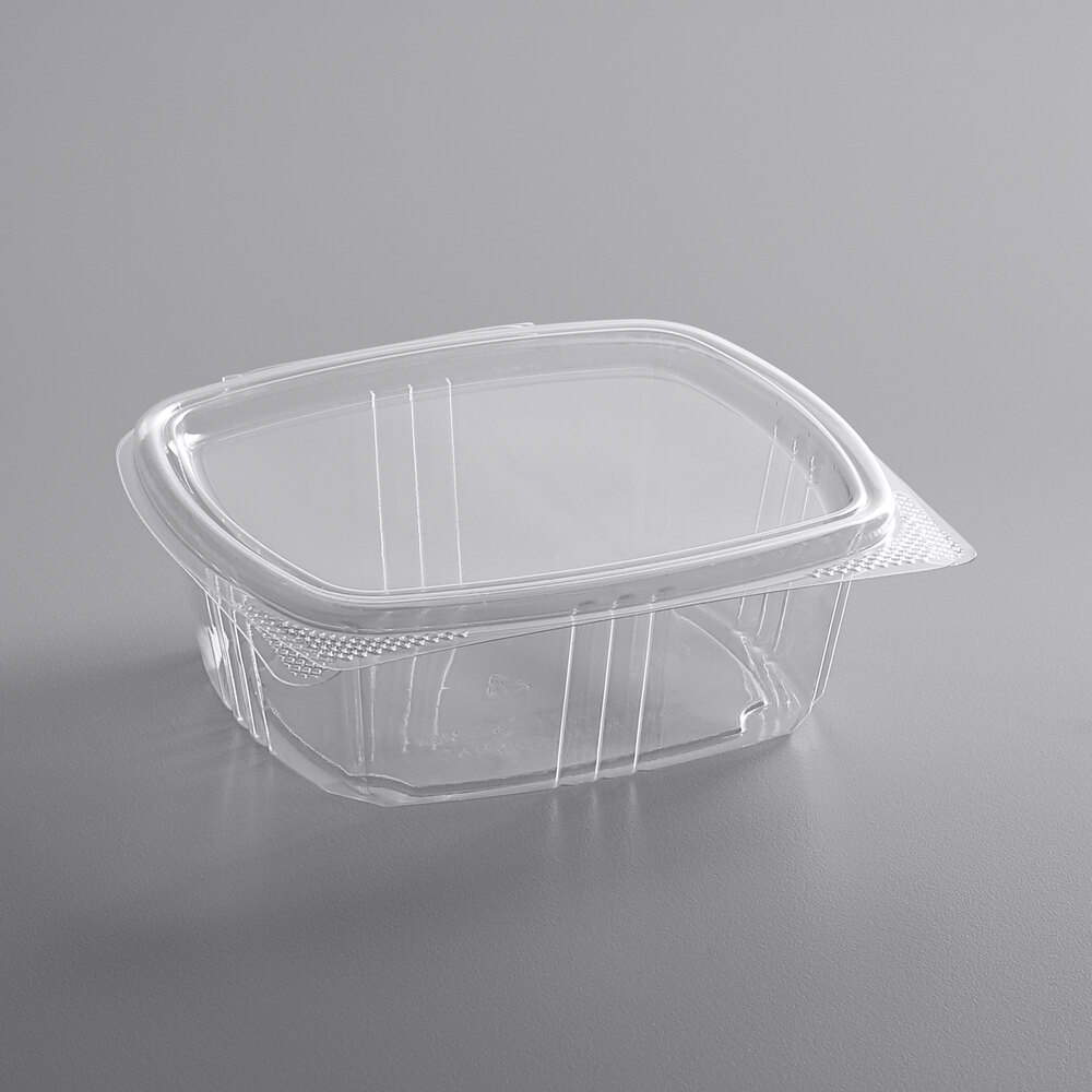 Choice 12 oz. Clear RPET Hinged Deli Container - 50/Pack