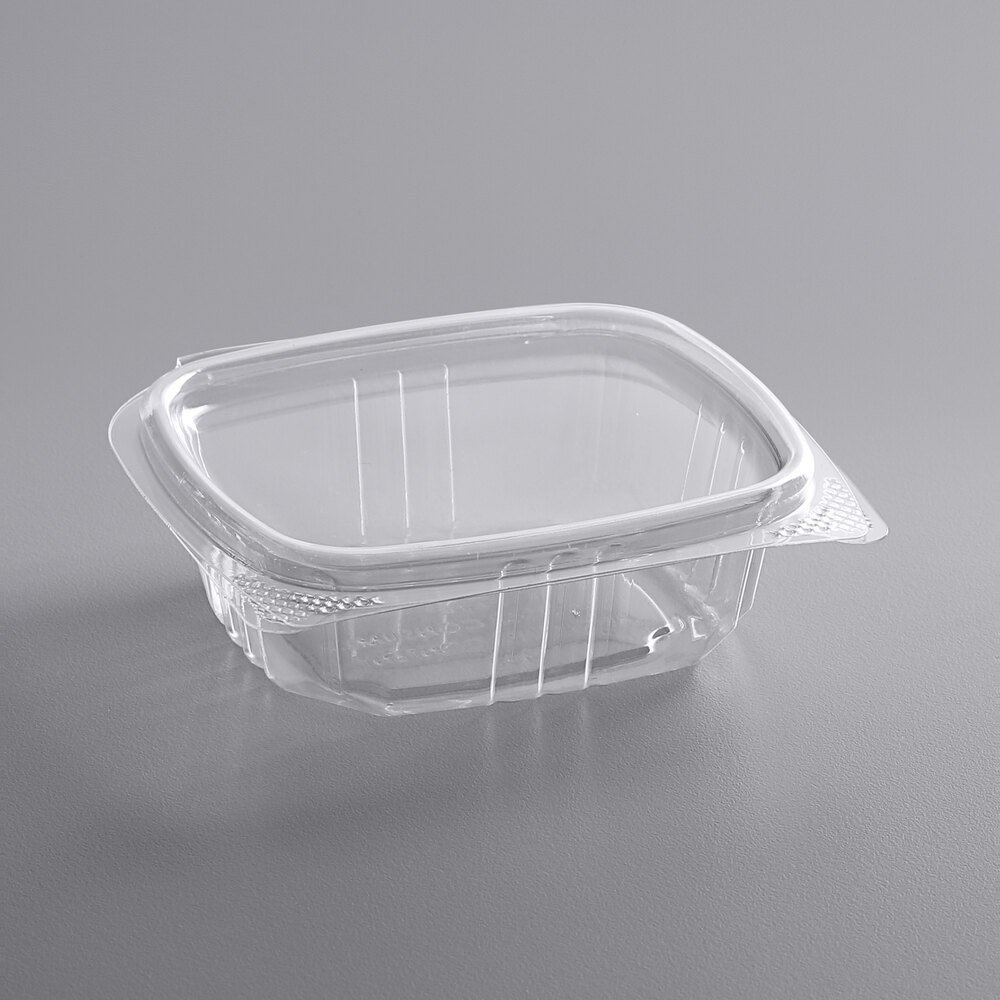 Choice 4 oz. Clear RPET Hinged Deli Container - 50/Pack
