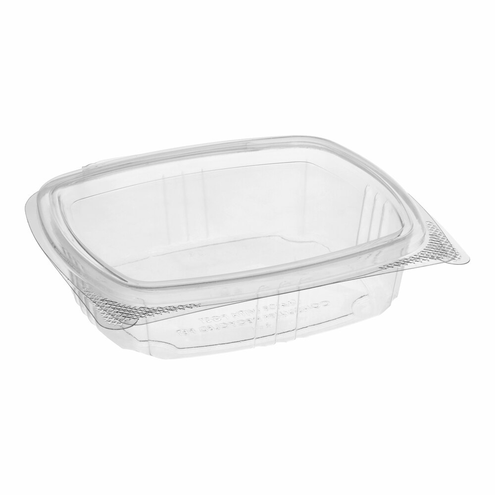 Choice 8 oz. Clear Recycled PET Hinged Deli Container - 50/Pack