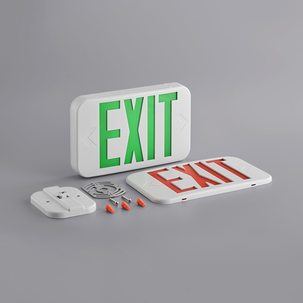 Lavex Red and Green LED Exit Sign with Adjustable Arrows and Ni-Cad ...