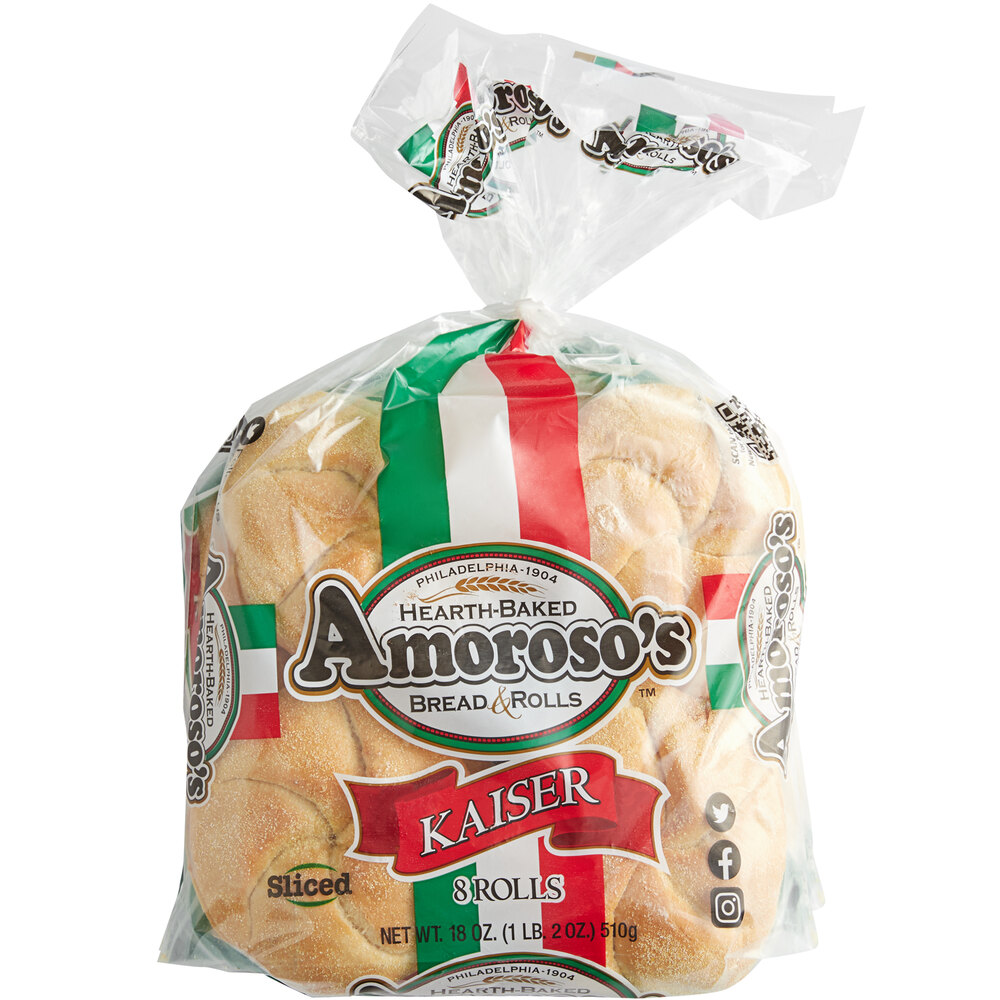 Amoroso's 4" Philadelphia Hearth-Baked Sliced Kaiser Roll - 80/Case
