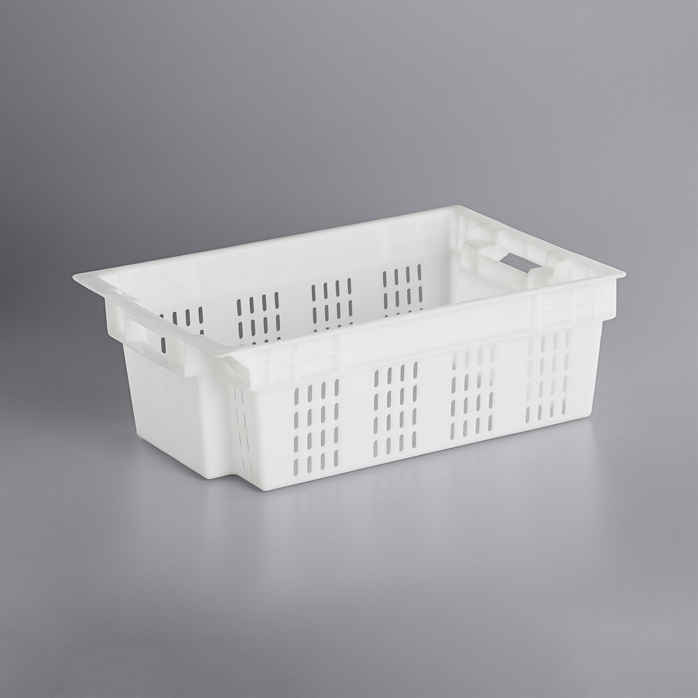 Choice White Solid Base Agricultural Crate with Vented Sides - 23 5/8 ...