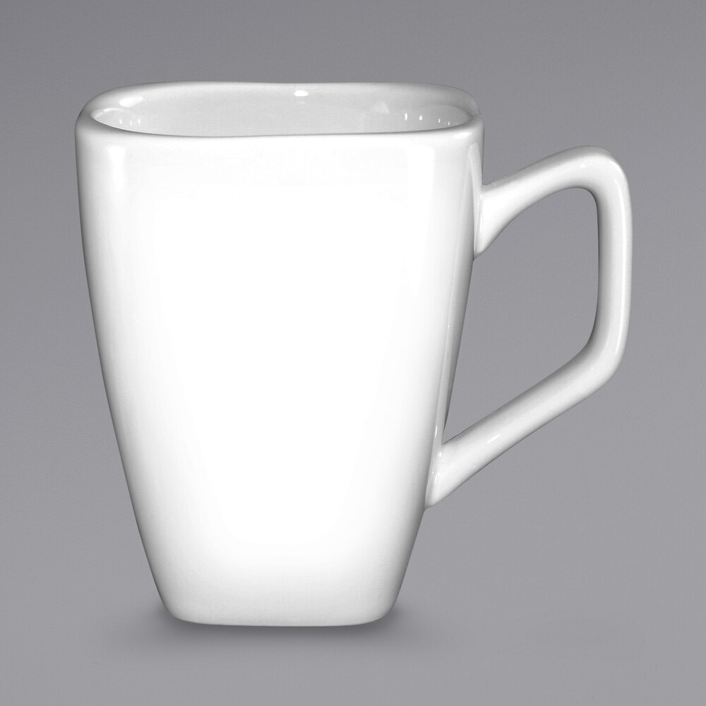 International Tableware EL-1 Elite 8 oz. Bright White Square Porcelain ...