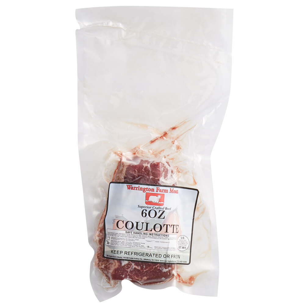 Warrington Farm Meats 6 oz. Frozen Coulotte Steak - 27/Case