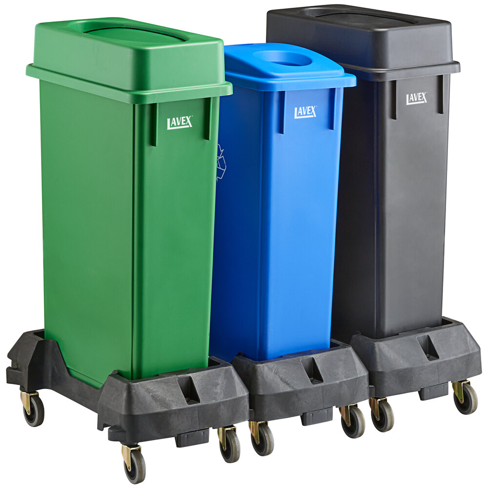 Lavex Janitorial Mobile Recycling Station w/ Lids (23 Gallon)