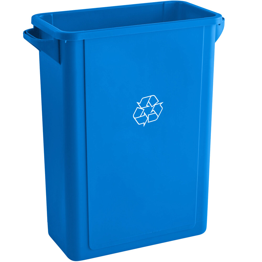 Lavex Janitorial 16 Gallon Blue Slim Rectangular Recycle Bin with Drop ...