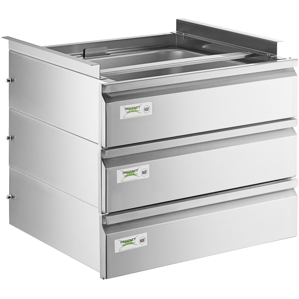 Regency 20" x 20" x 5" Triple-Stacked Drawer Set with Stainless Steel Front