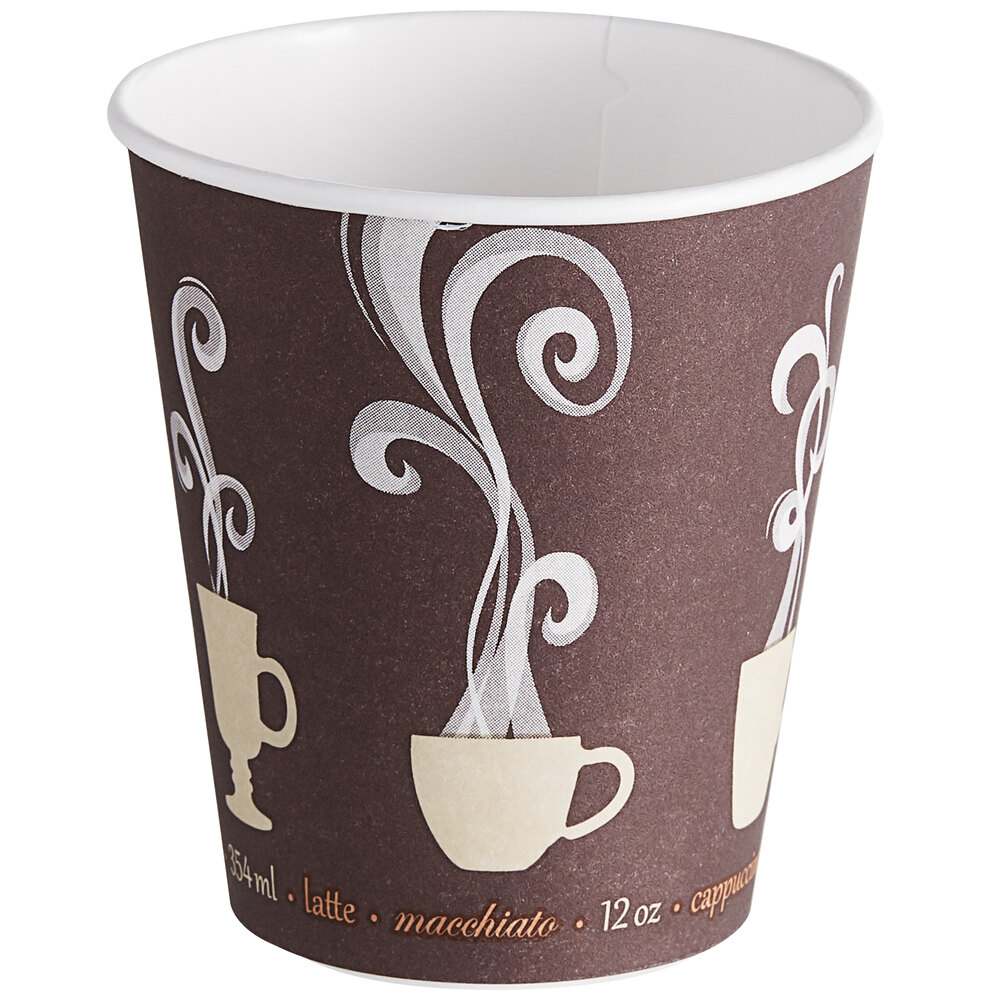 Dart ThermoGuard 12 oz. Double Wall Insulated Steam Print Paper Hot Cup ...