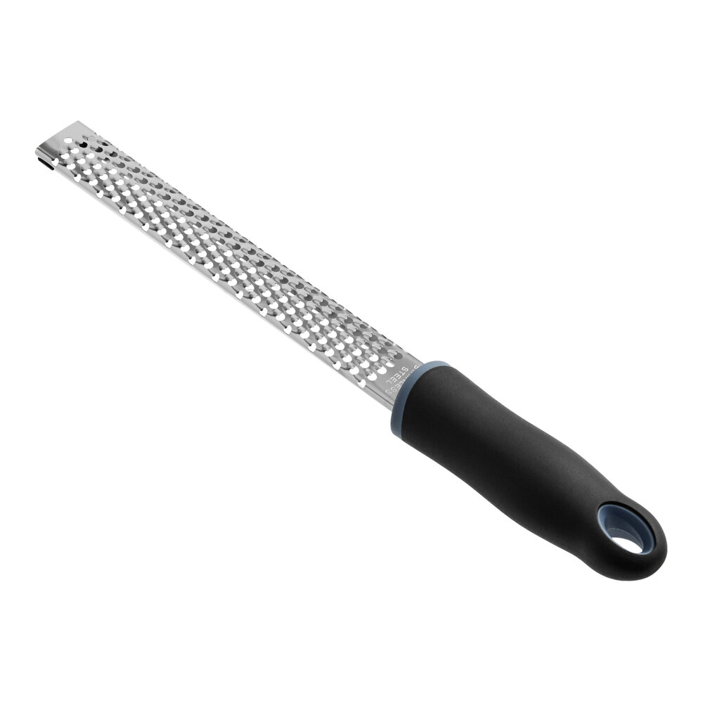 Choice 13" Stainless Steel Fine Handheld Grater with Non-Slip Black Handle