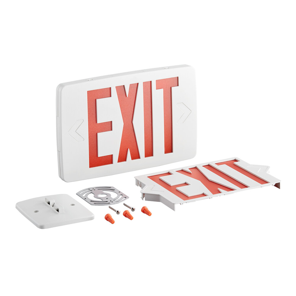 CLS 02-ETXTEU3RW-EM Slim Red LED Exit Sign with Battery Backup - 1.0W Unit