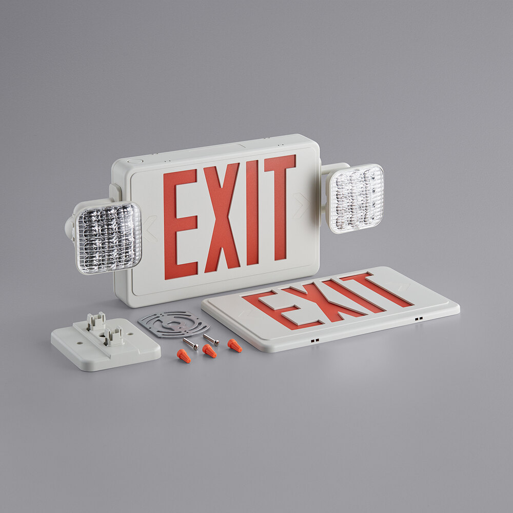 Lavex Red LED Exit Sign / Emergency Light Combo with Adjustable Arrows ...