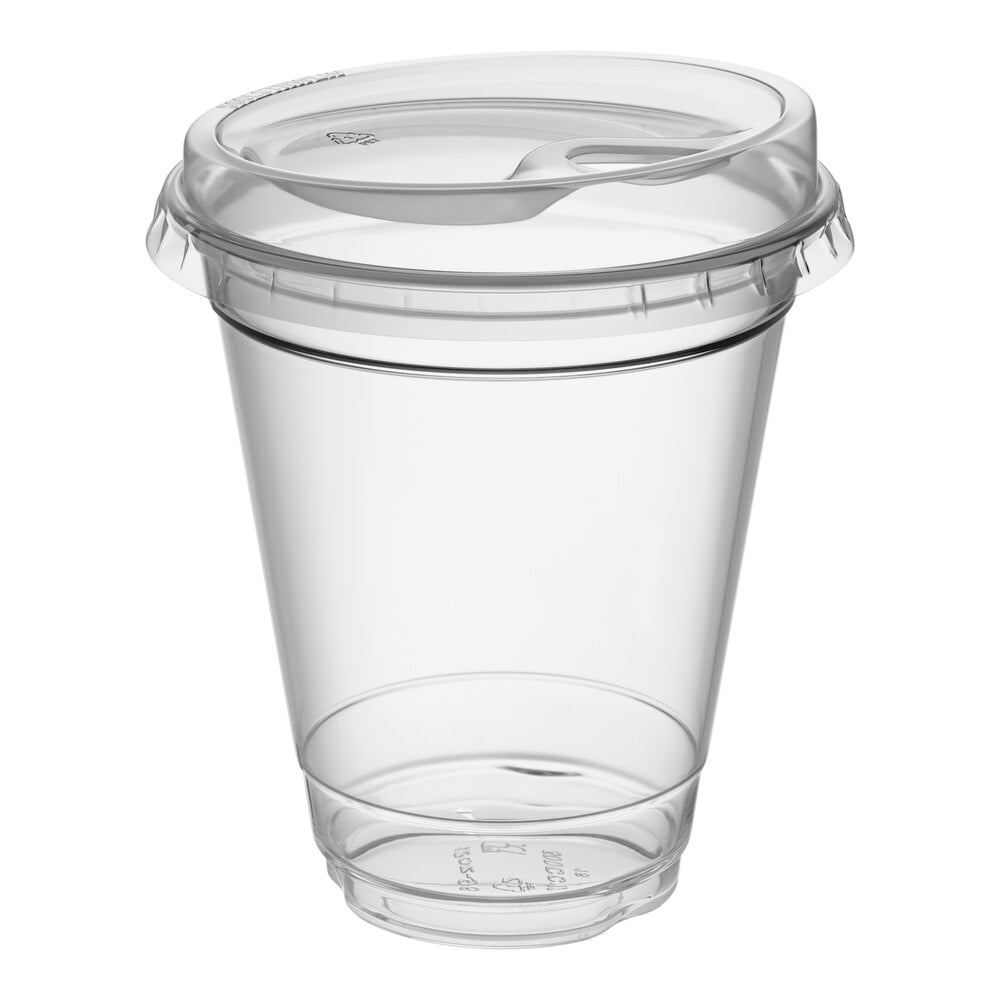 Choice 12 oz. Clear PET Plastic Cup with Sip-Through Lid - 50/Pack