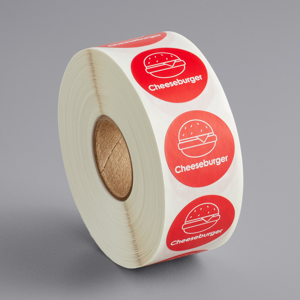 Point Plus Cheeseburger Permanent 1" Red Label - 1000/Roll
