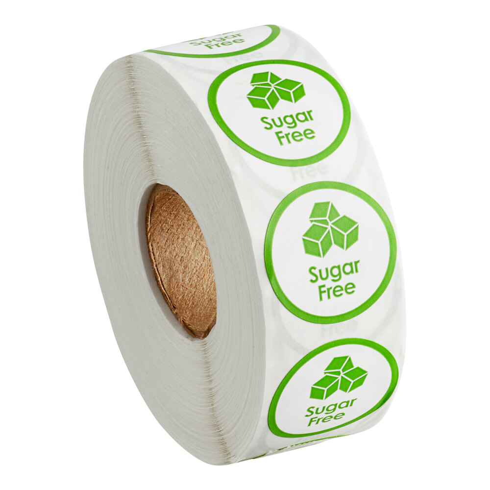 PointPlus "Sugar Free" Permanent 1" Green Label - 1,000/Roll