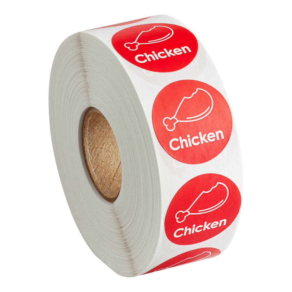 PointPlus Chicken Permanent 1" Red Label - 1,000/Roll