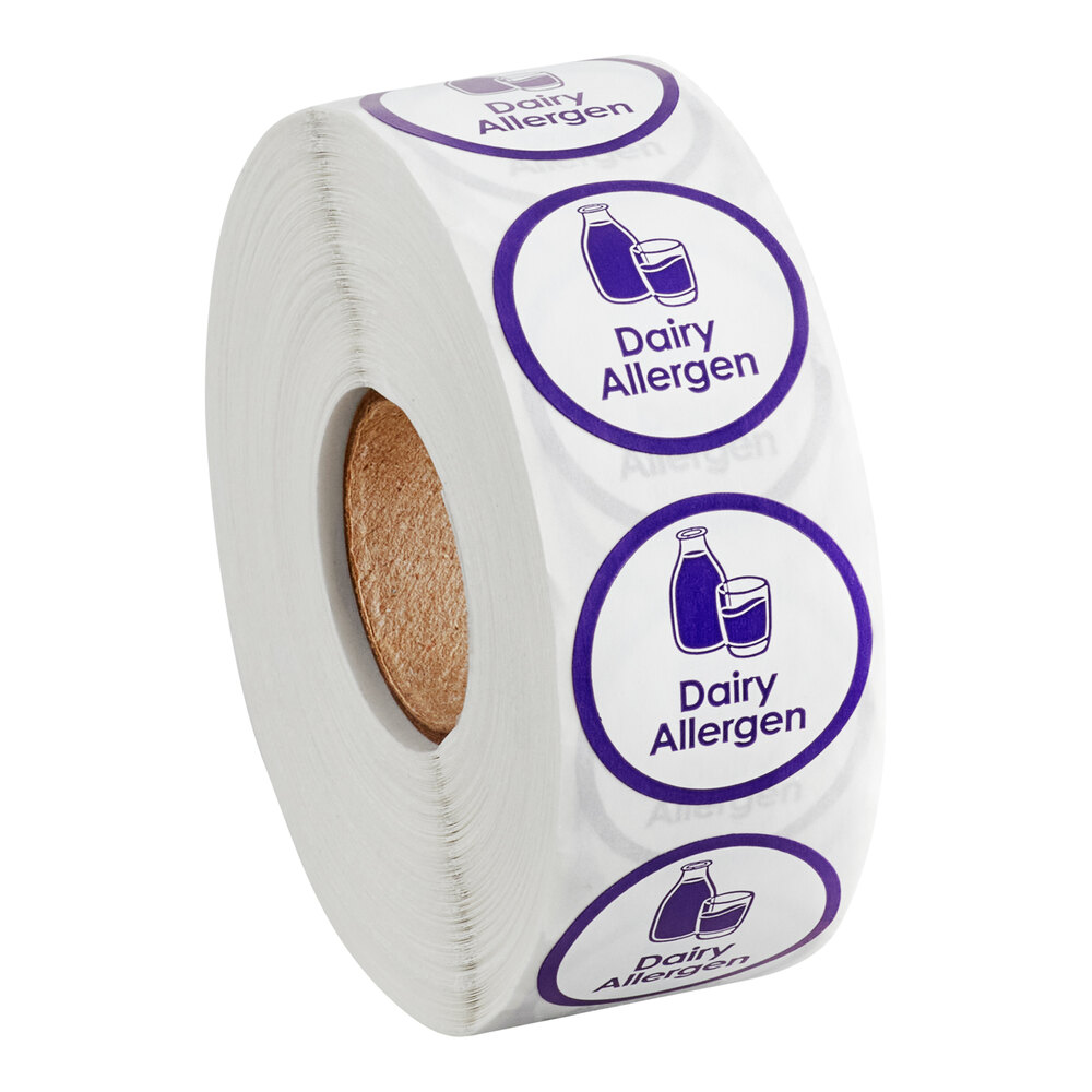 PointPlus Dairy Allergen Permanent 1" Purple Label - 1,000/Roll