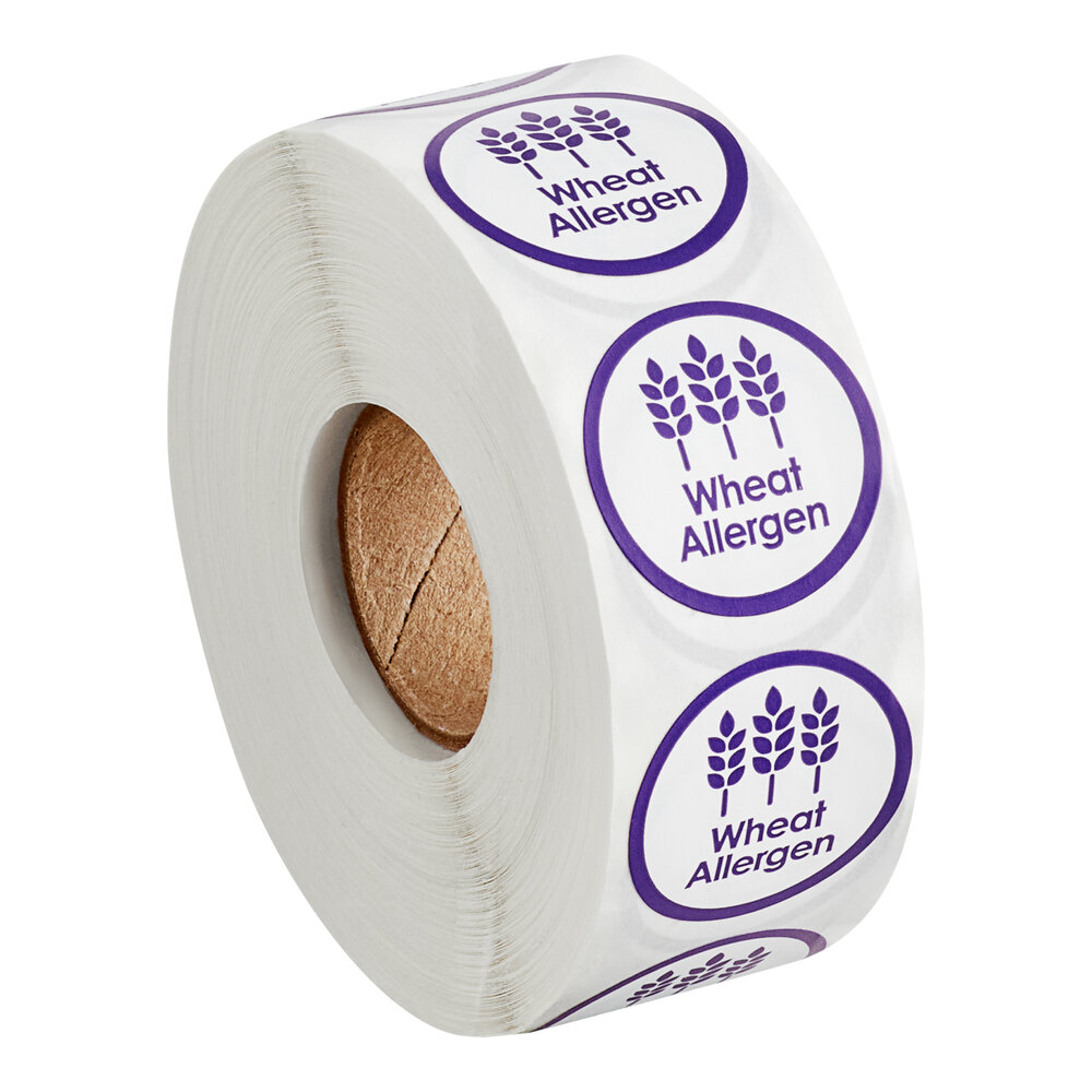 PointPlus Wheat Allergen Permanent 1" Purple Label - 1,000/Roll
