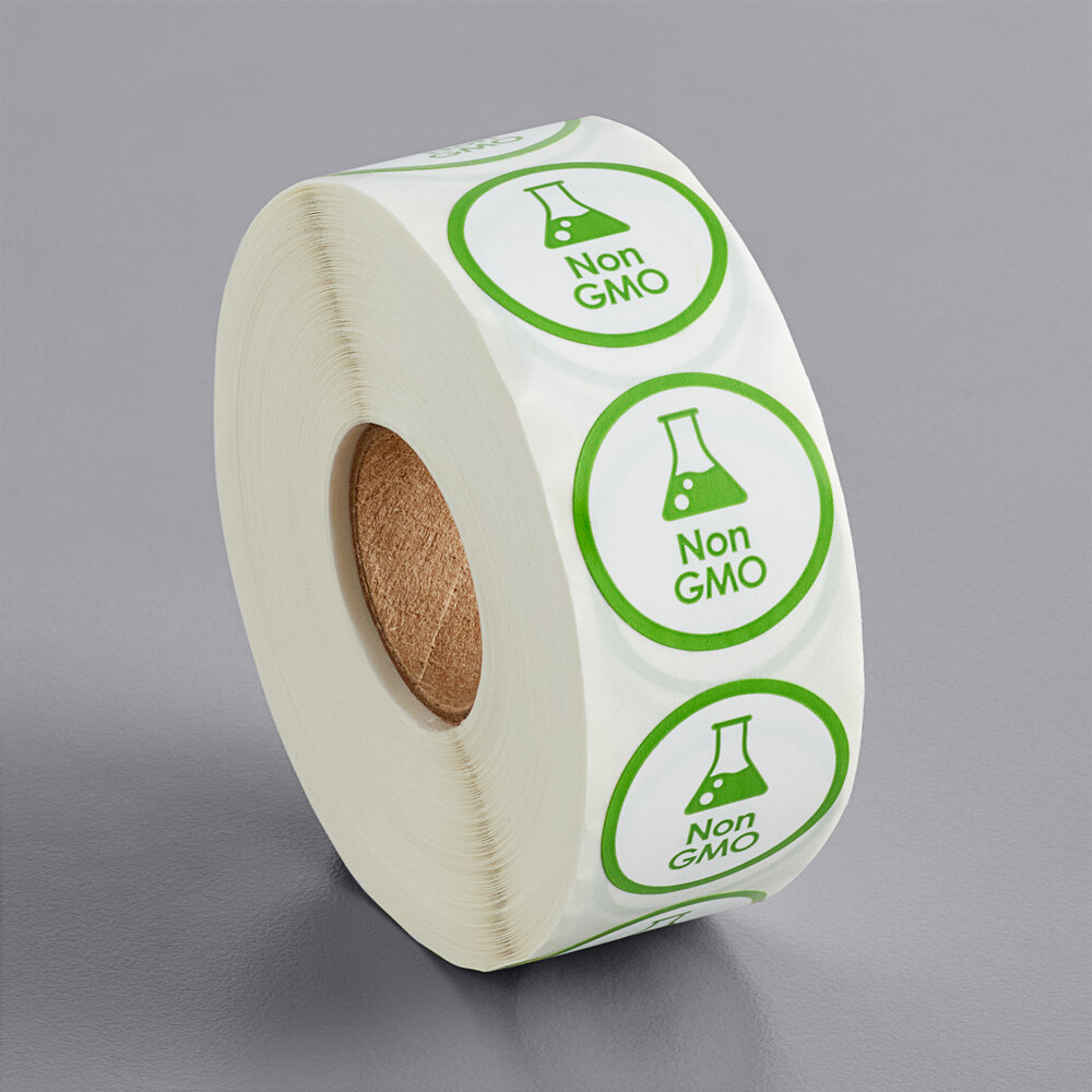 Point Plus Non GMO Permanent 1" Green Label - 1000/Roll