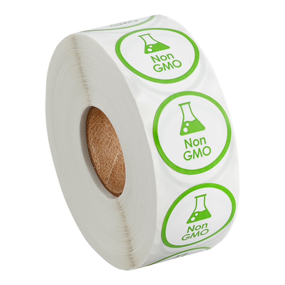 PointPlus 1" Round Green Permanent Non-GMO Label - 1,000/Roll