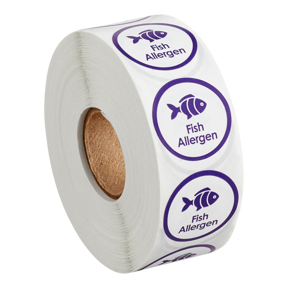 PointPlus Fish Allergen Permanent 1" Purple Label - 1,000/Roll