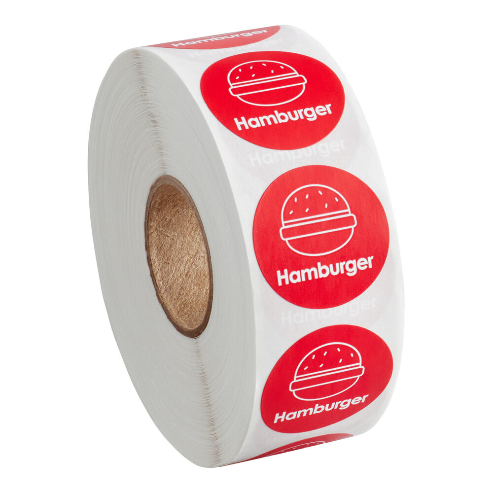 PointPlus Hamburger Permanent 1" Red Label - 1,000/Roll