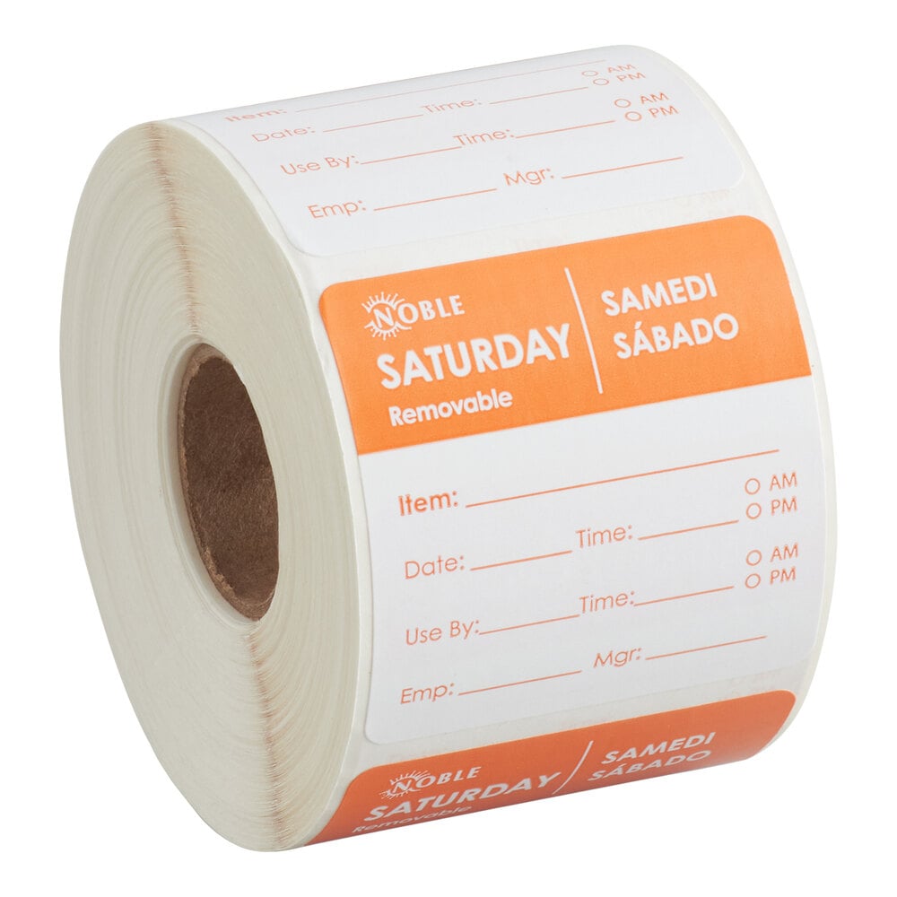 Noble Saturday 2" x 2" Removable Day of the Week Label - 500/Roll