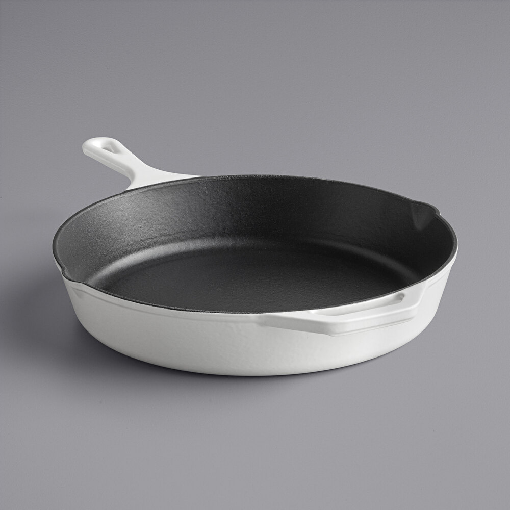 Valor 12" Arctic White Enameled Cast Iron Skillet with Helper Handle