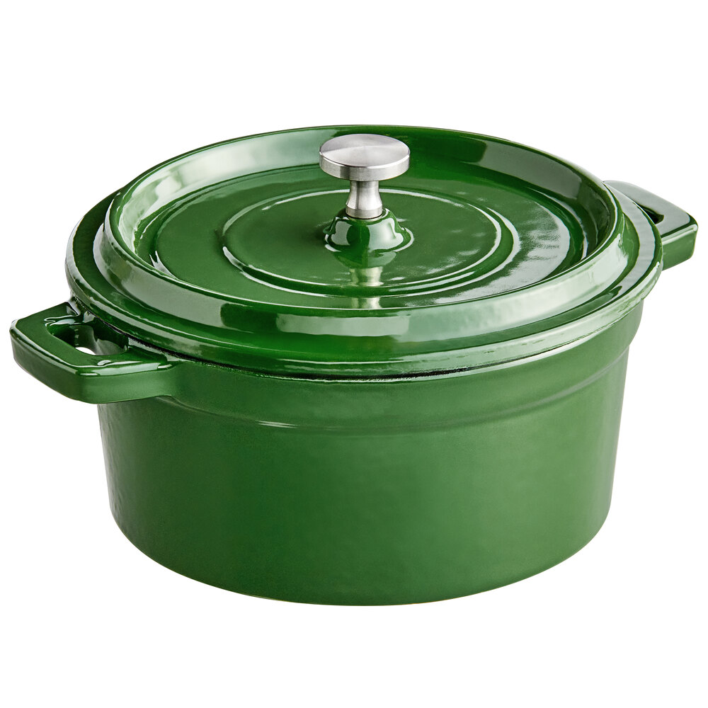 Valor 16 oz. Fern Green Enameled Mini Cast Iron Pot with Cover