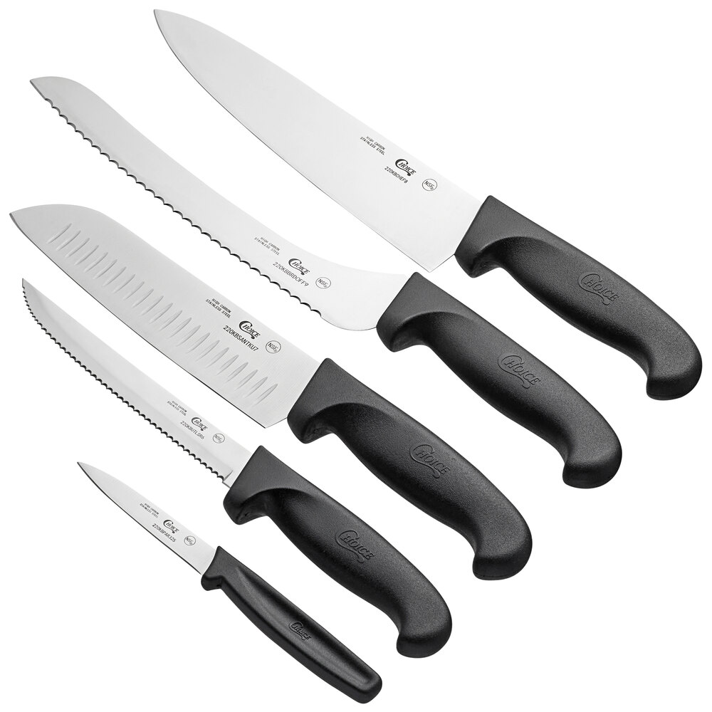 Choice Essential 5-Piece Knife Set with Black Handles
