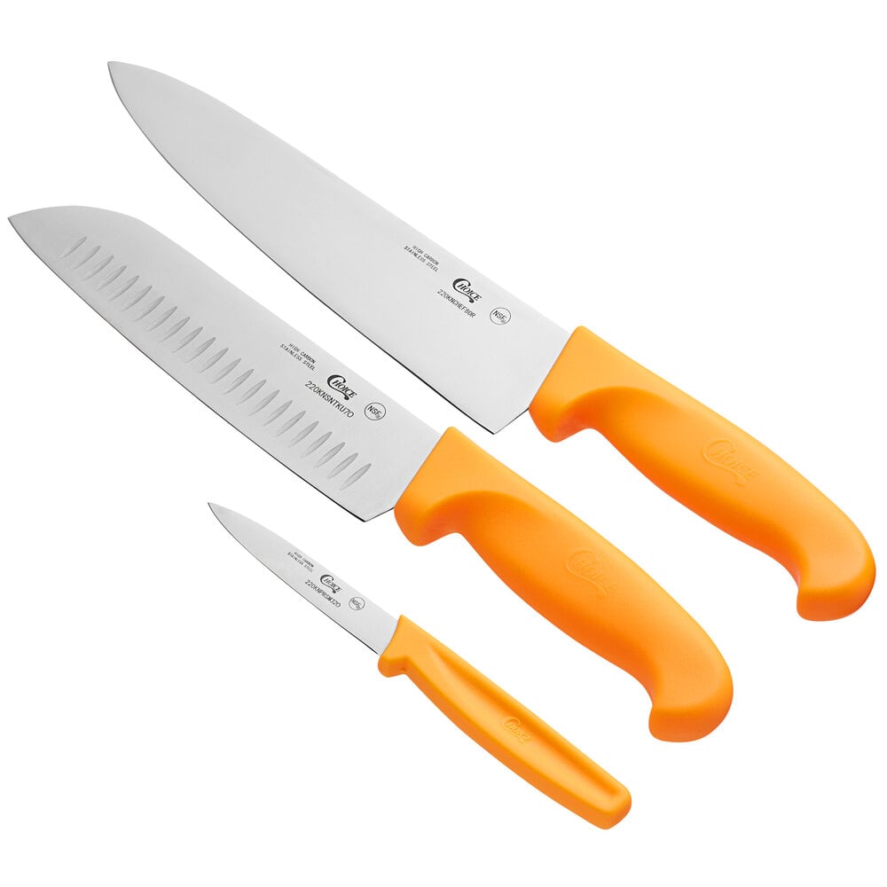 Choice 3-Piece Knife Set with Neon Orange Handles