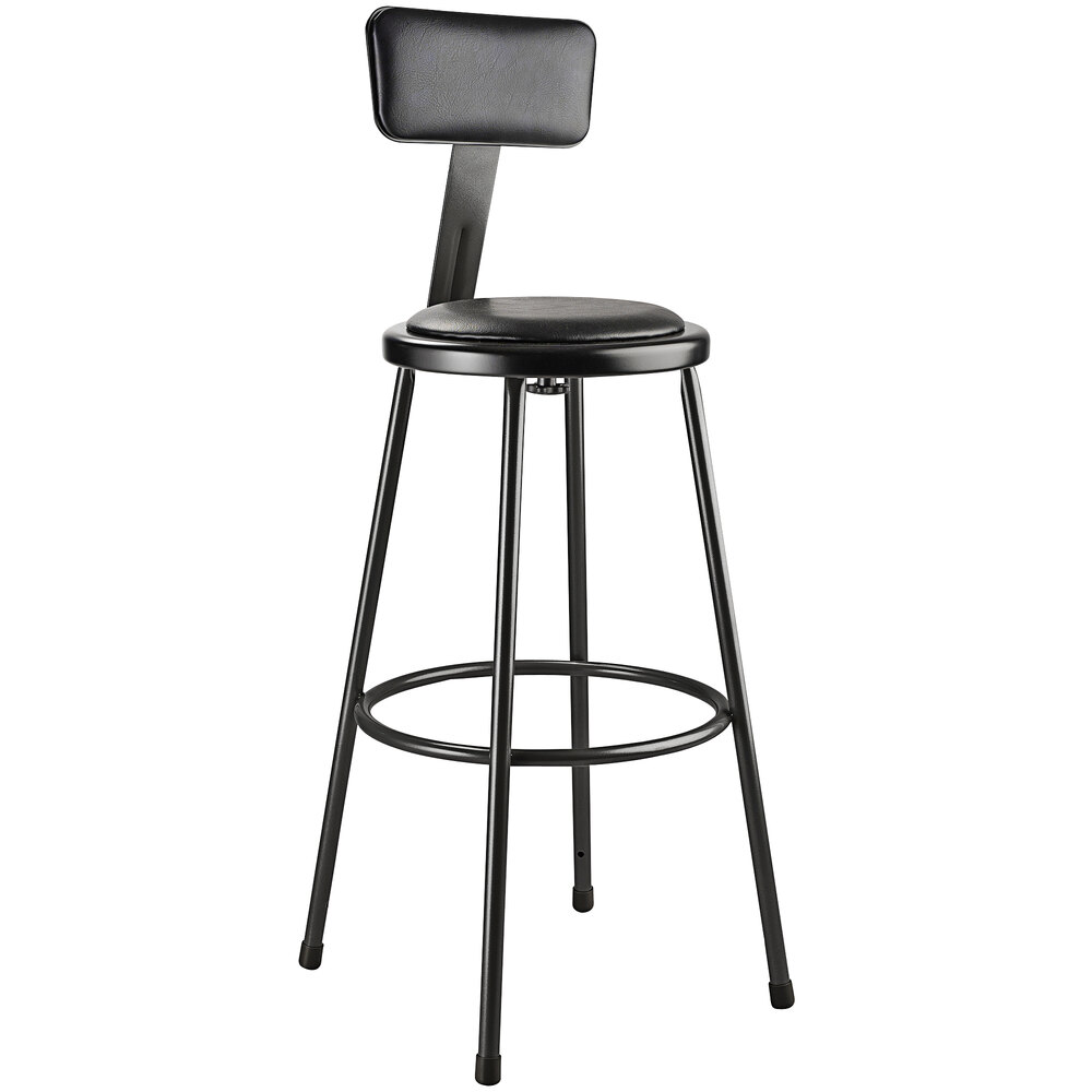 National Public Seating 6430B-10 30" Black Round Padded Lab Stool with ...