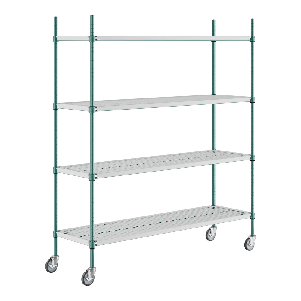Regency+ 18" x 60" Green Epoxy Polymer Drop Mat 4-Shelf Kit with 64 ...