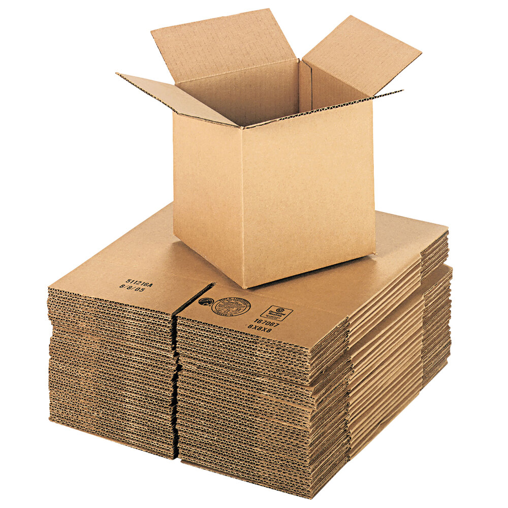 Lavex Packaging 8" x 8" x 8" Kraft Corrugated RSC Shipping Box - 25/Bundle